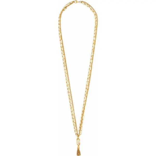 Balmain Sync Long Necklace In Golden Brass - Gold