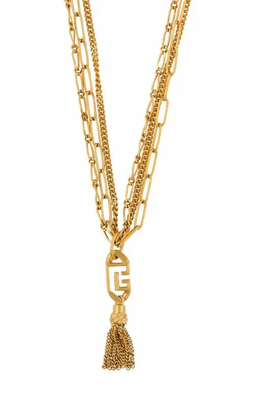 Balmain Sync Long Necklace In Golden Brass