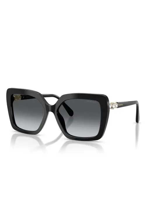 SWAROVSKI Polarized Butterfly Sunglasses - Black/gradient Grey Polar
