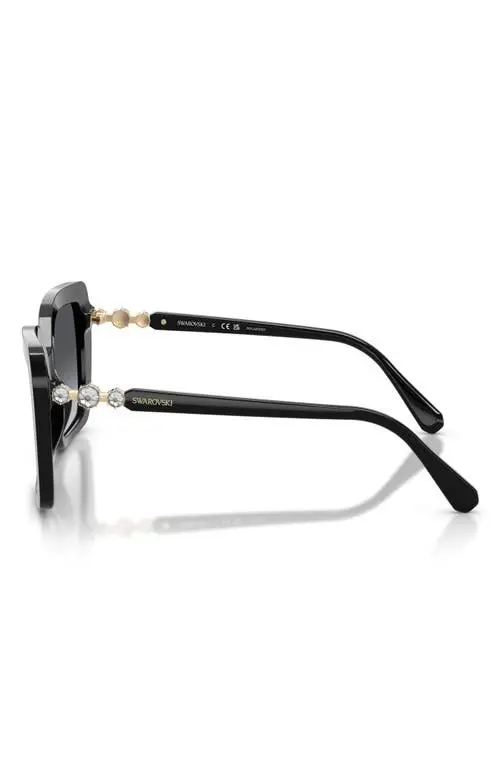 SWAROVSKI Polarized Butterfly Sunglasses - Black/gradient Grey Polar