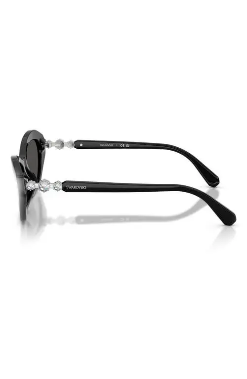 SWAROVSKI Cat Eye Sunglasses With Crystal Embellishments - Black/dark Grey