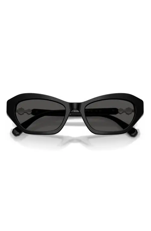 SWAROVSKI Cat Eye Sunglasses With Crystal Embellishments - Black/dark Grey