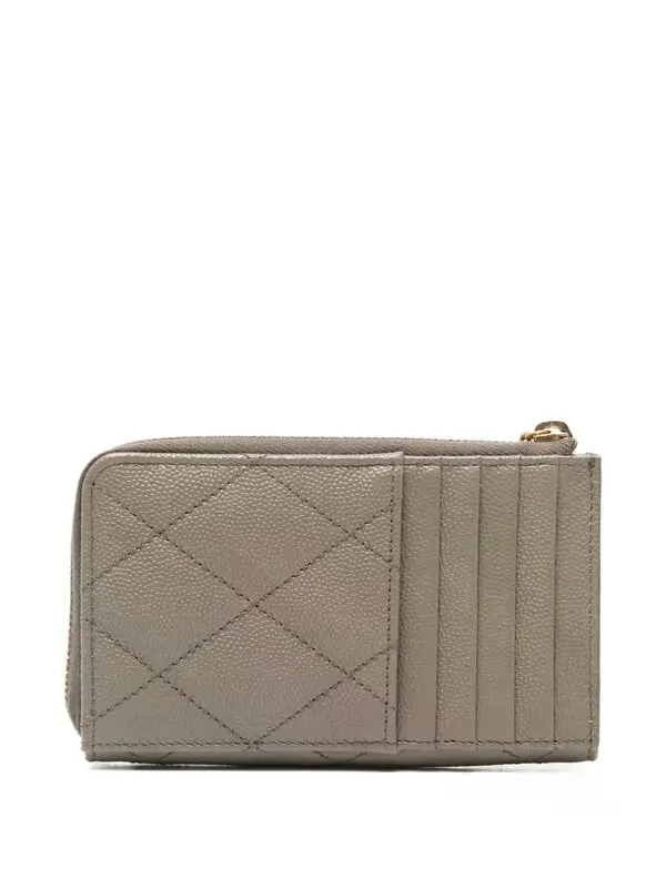 Saint Laurent Cassandre Diamond-quilted Card Holder - Grey