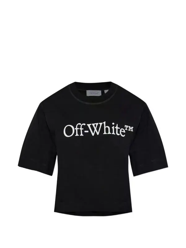 Off-White Cropped Logo T-shirt - Black