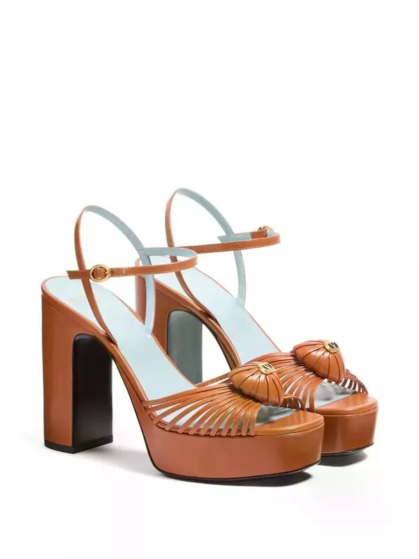 Valentino Garavani Coeur Royal Platform Sandals In Kidskin 115mm - Brown