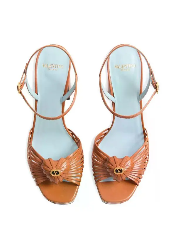 Valentino Garavani Coeur Royal Platform Sandals In Kidskin 115mm - Brown