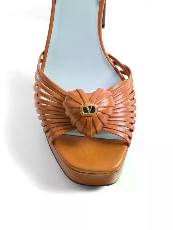 Valentino Garavani Coeur Royal Platform Sandals In Kidskin 115mm - Brown