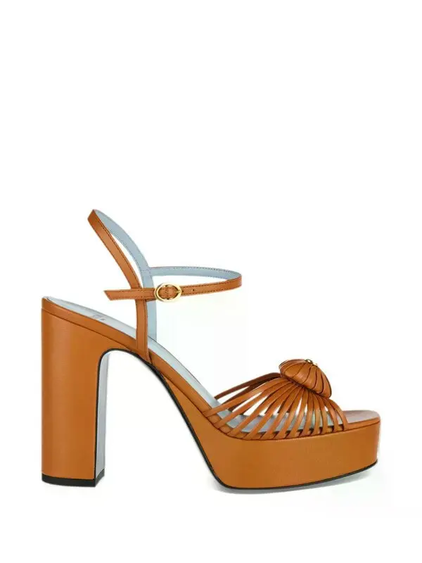 Valentino Garavani Coeur Royal Platform Sandals In Kidskin 115mm - Brown