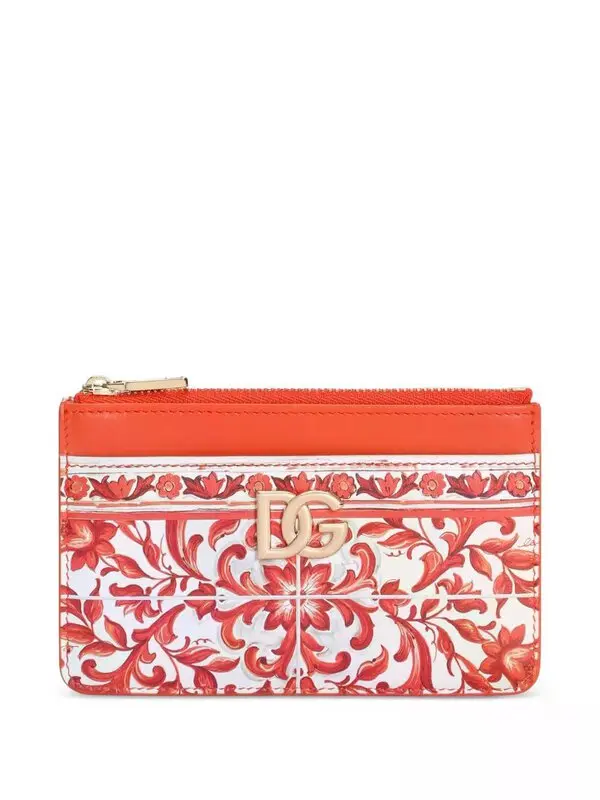 Dolce & Gabbana Majolica-print 3.5 Calfskin Card Holder - Red