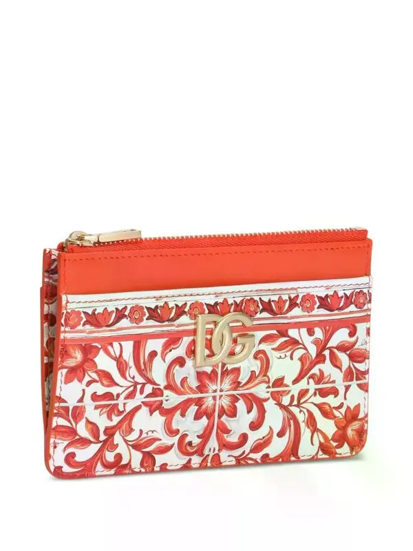 Dolce & Gabbana Majolica-print 3.5 Calfskin Card Holder - Red