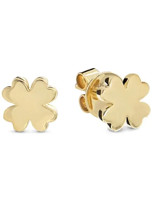 DEVATA 14k Gold Clover Stud Earrings - Yellow Gold