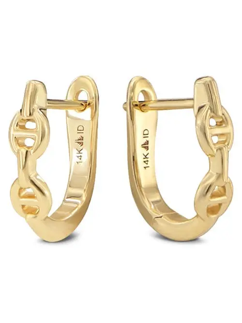 DEVATA Mariner Anchor Hoop Earrings In 14k Gold - Yellow Gold