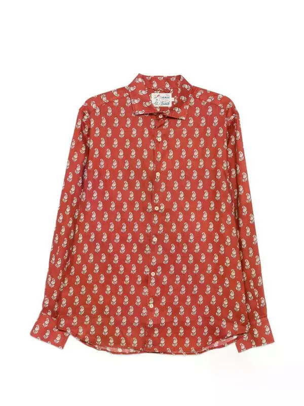 MC2 SAINT BARTH Pamplona Floral-print Linen Shirt - Red