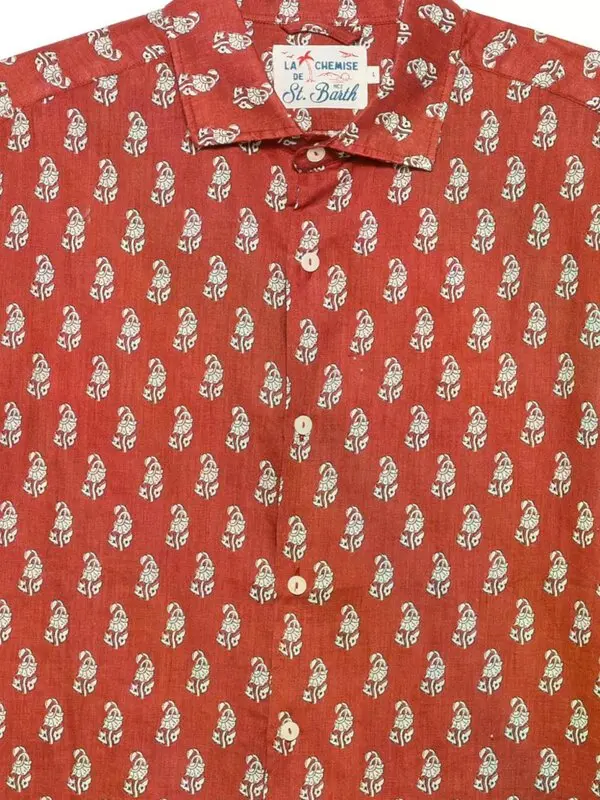 MC2 SAINT BARTH Pamplona Floral-print Linen Shirt - Red