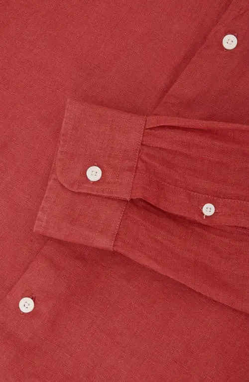 REISS Ruban Linen Button-up Shirt - Brick Red
