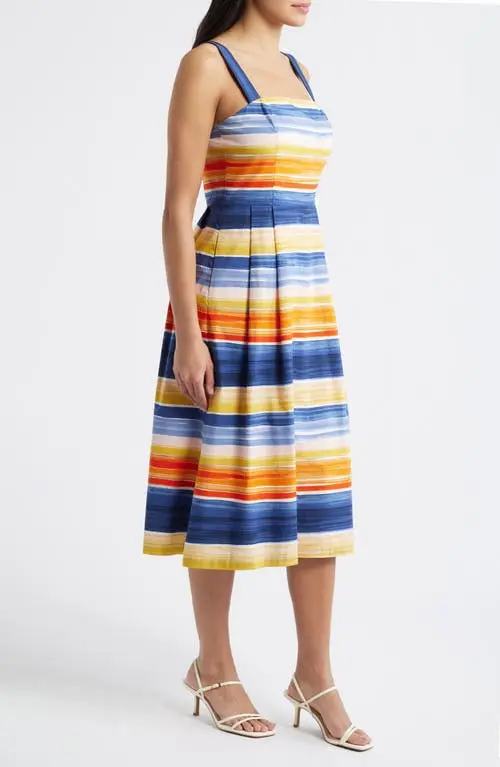 Julia Jordan Stripe Square Neck Midi Dress