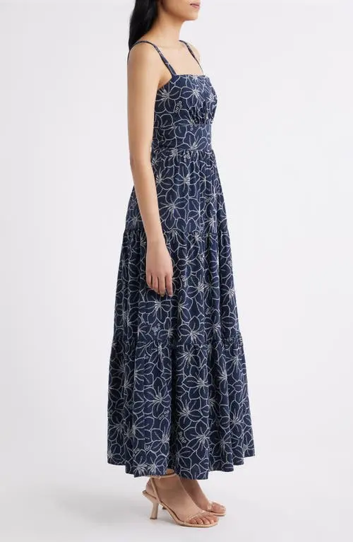 Julia Jordan Sleeveless Floral Embroidered Maxi Dress
