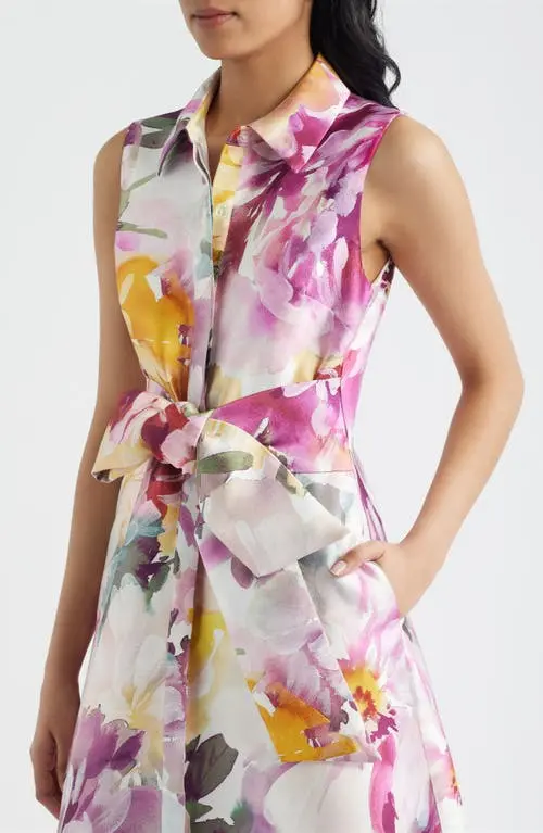 Julia Jordan Floral Satin A-line Gown - Pink Multi