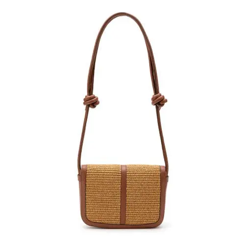 LA PORTEGNA Lucía Jute And Leather Shoulder Bag - Light Brown