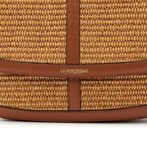 LA PORTEGNA Lucía Jute And Leather Shoulder Bag - Light Brown
