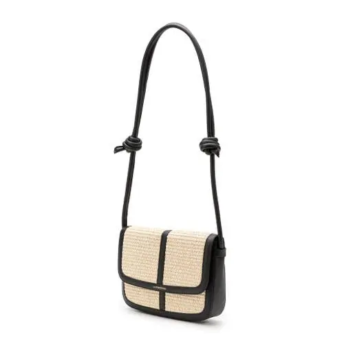 LA PORTEGNA Lucía Jute And Leather Shoulder Bag