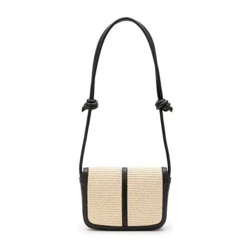 LA PORTEGNA Lucía Jute And Leather Shoulder Bag