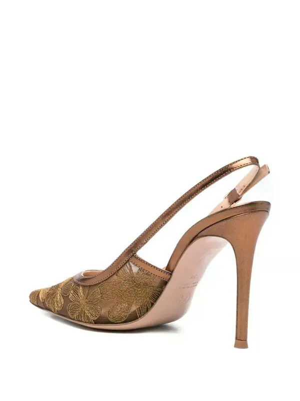 Roberto Festa Zeus Floral-embroidered Mesh Slingback Pumps
