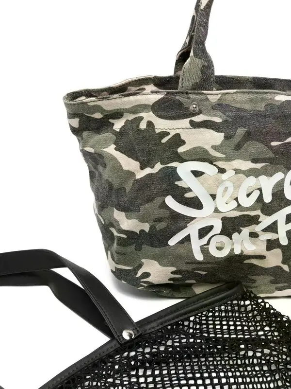 SECRET PON-PON City Camouflage Mesh Overlay Tote Bag