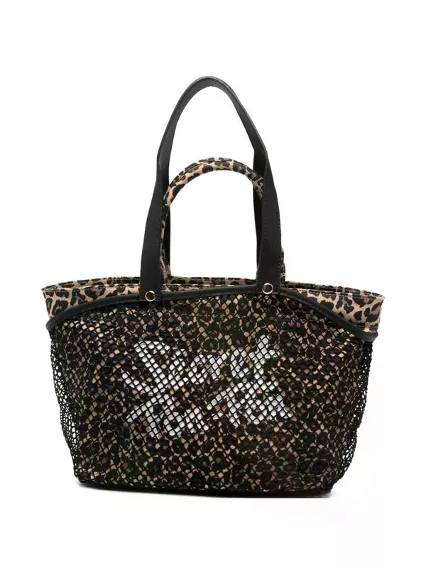 SECRET PON-PON City Leopard-print Mesh Tote Bag