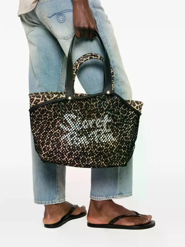SECRET PON-PON City Leopard-print Mesh Tote Bag