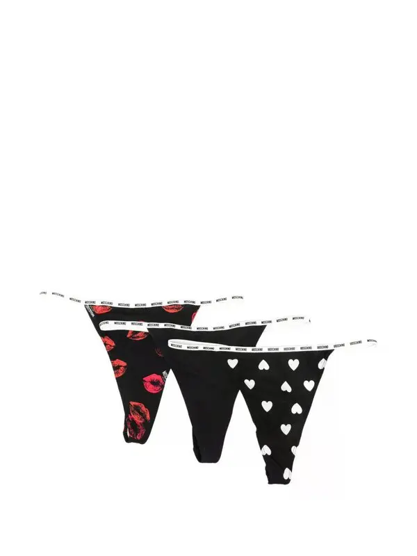 Moschino Logo-waistband Thongs - Black
