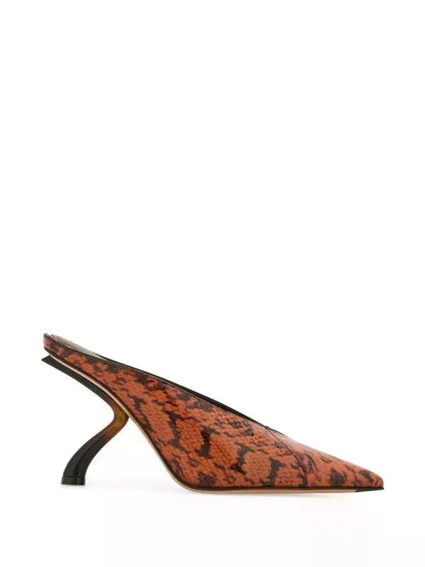 FERRAGAMO Ayers Leather S-shaped Heel Mules - Brown