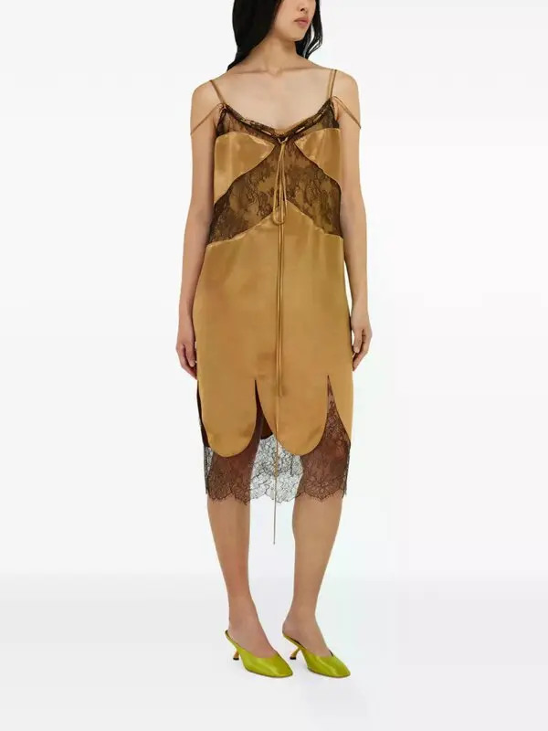FERRAGAMO Satin And Lace Slip Dress
