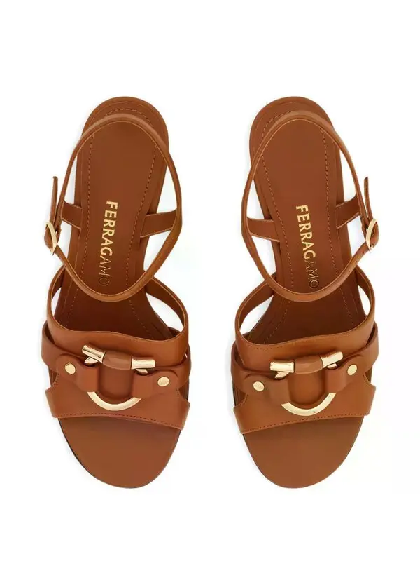 FERRAGAMO Gancini Ornament Block Heel Sandals