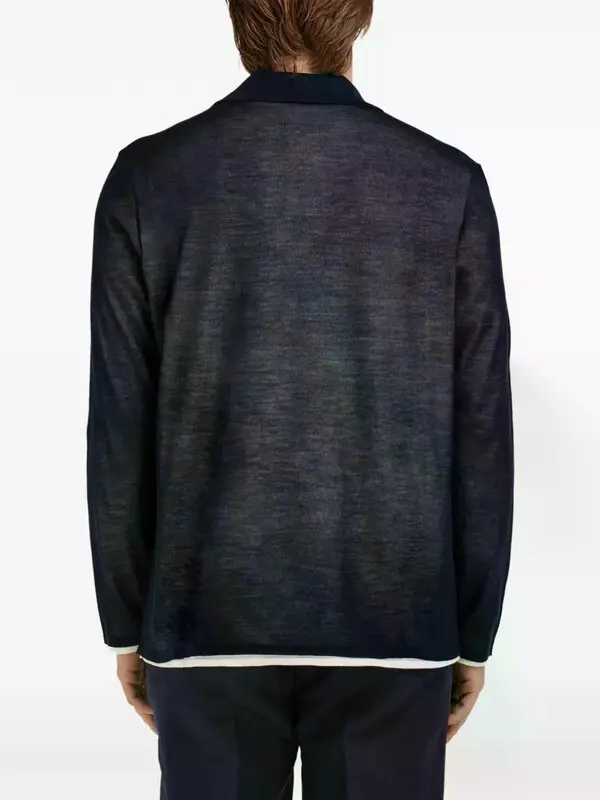 FERRAGAMO Long Sleeve Knitted Silk Polo Shirt