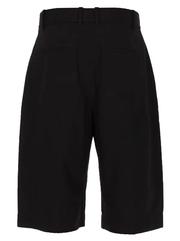 Studio Nicholson Pleated Cotton Linen Blend Shorts - Black