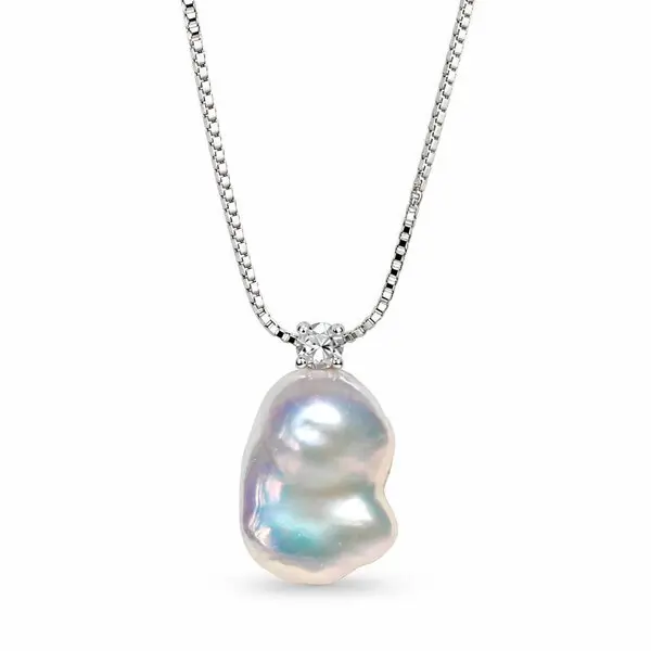 NINEMOO Baroque Pearl And Cubic Zirconia Necklace In Sterling - Silver