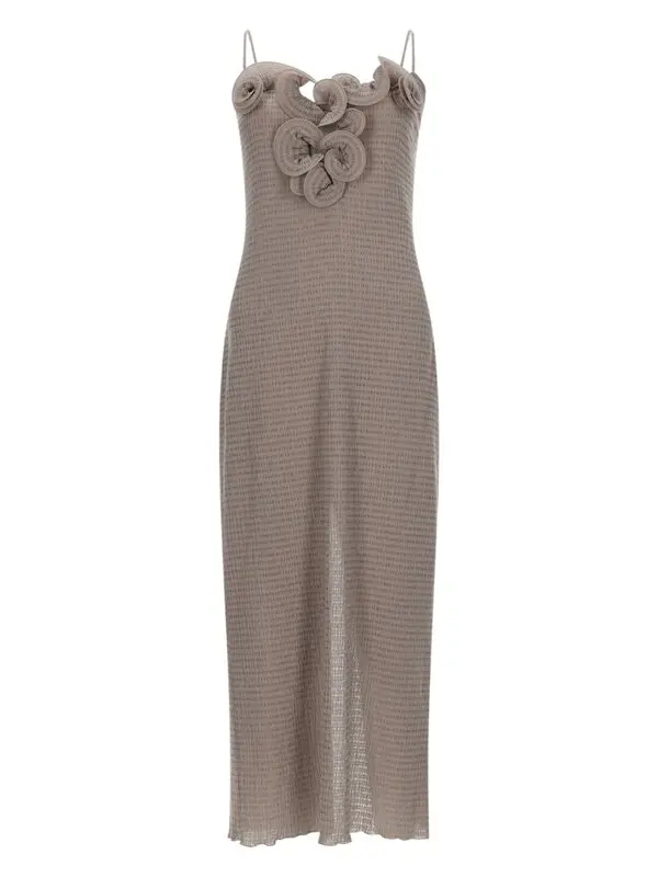 Magda Butrym Crepe Dress With Embellishment - Brown