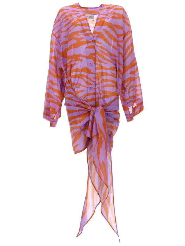 Attico Zebra Print Wrap Mini Dress - Multicolour