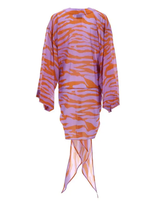Attico Zebra Print Wrap Mini Dress - Multicolour