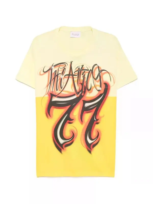 Attico Panelled Logo Print T-shirt - Yellow