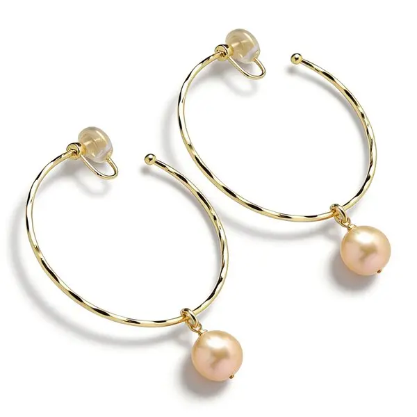 NINEMOO Velours Nocturne" Pearl Hoop Earrings - Gold