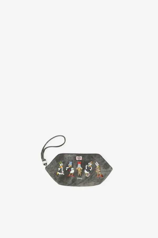 GANNI Tiger Print Pouch With Logo Detail - Black