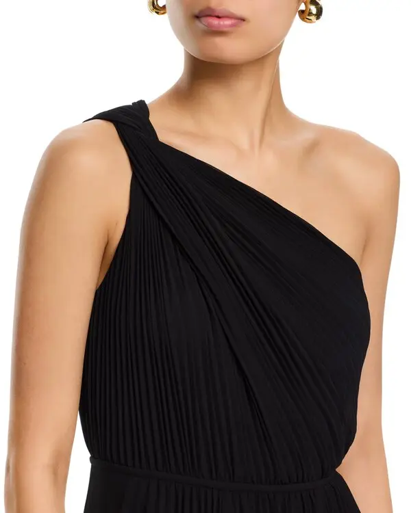 Kobi Halperin One-shoulder Pleated Maxi Dress With Ruffle Detail