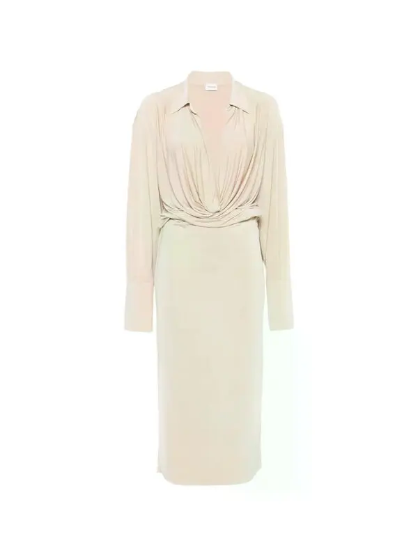 Andamane The Attico Lilia Draped-neck Long-sleeve Dress