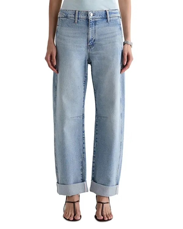Ag Mercer Cuffed High Rise Barrel Jeans - Highway