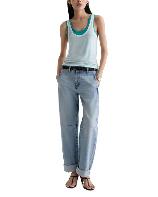 Ag Mercer Cuffed High Rise Barrel Jeans - Highway