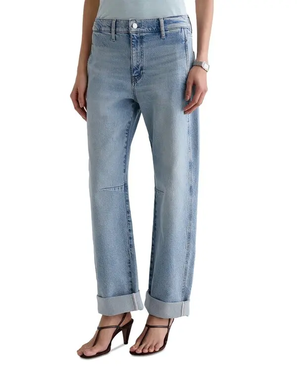 Ag Mercer Cuffed High Rise Barrel Jeans - Highway