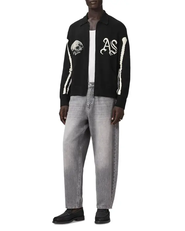 ALLSAINTS Adrian Skeleton Graphic Zip Sweater