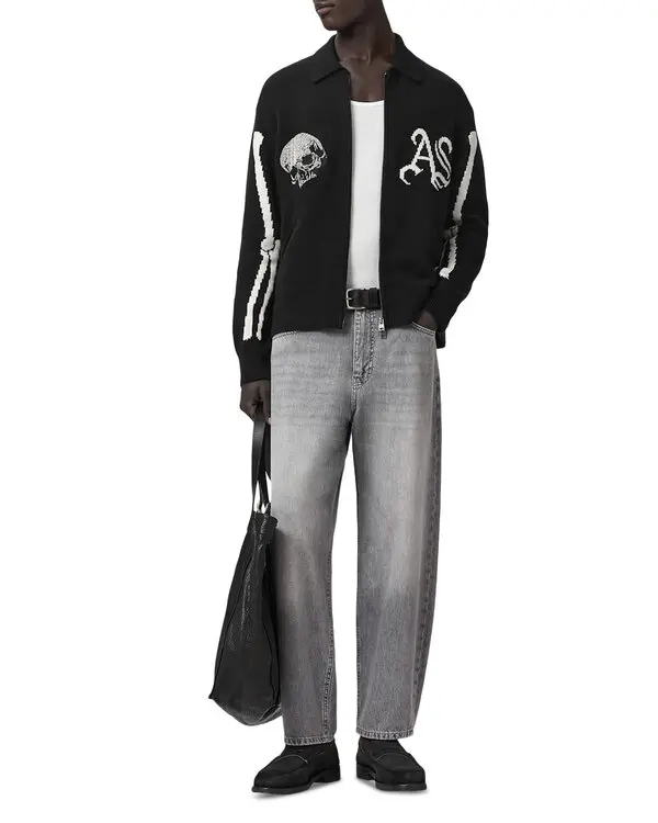 ALLSAINTS Adrian Skeleton Graphic Zip Sweater